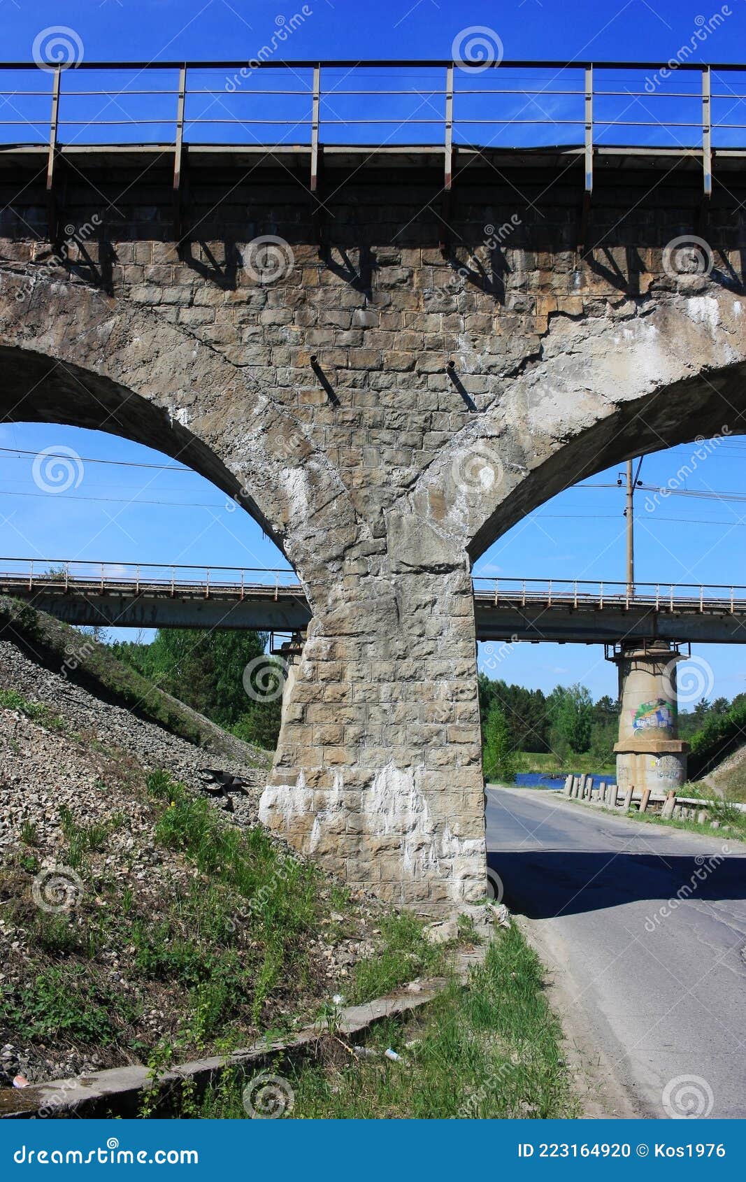 Old Railway Bridge Over the Road Stock Photo - Image of farmland ...