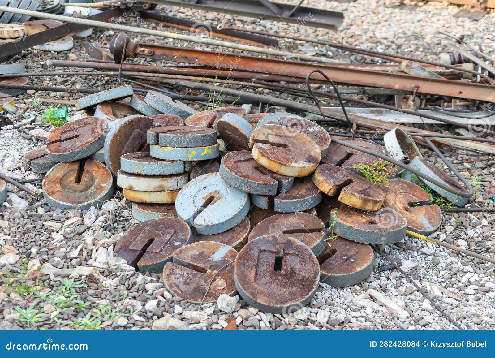 Old Railway Scrap with Poles Stock Photo - Image of vintage, pole ...