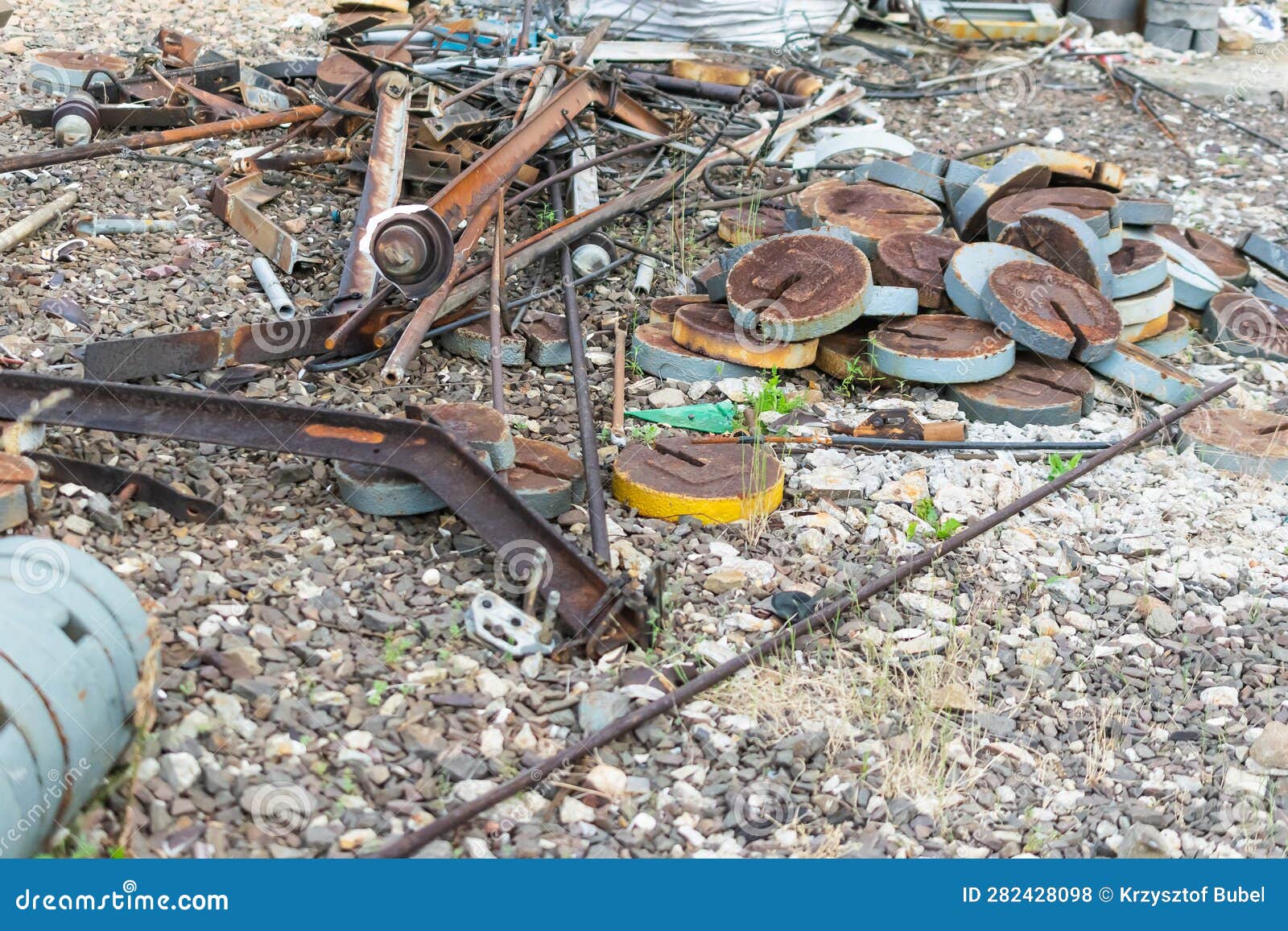 Old Railway Scrap with Poles Stock Photo - Image of rusty, pole: 282428098