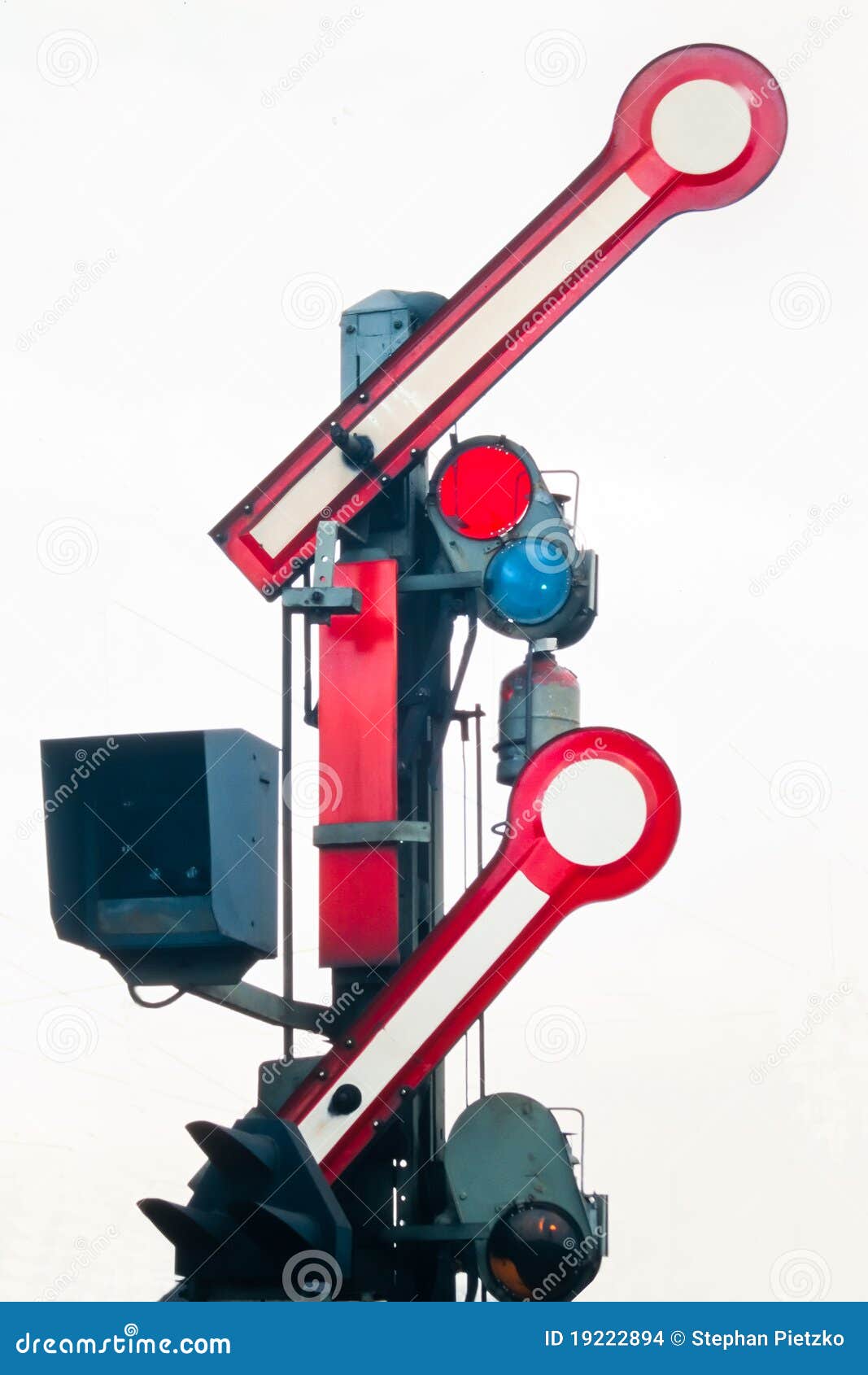 Old Railway Semaphore Isolated on White Stock Photo - Image of rail ...