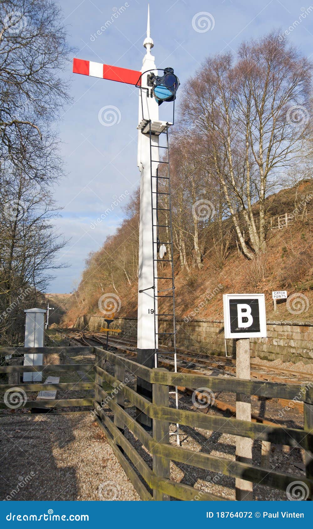 Old Railway Signal at Junction Stock Photo - Image of steps, fence ...