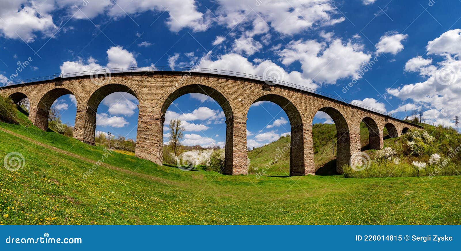 Old Railway Stone Viaduct in the Spring in Sunny Day Stock Image ...