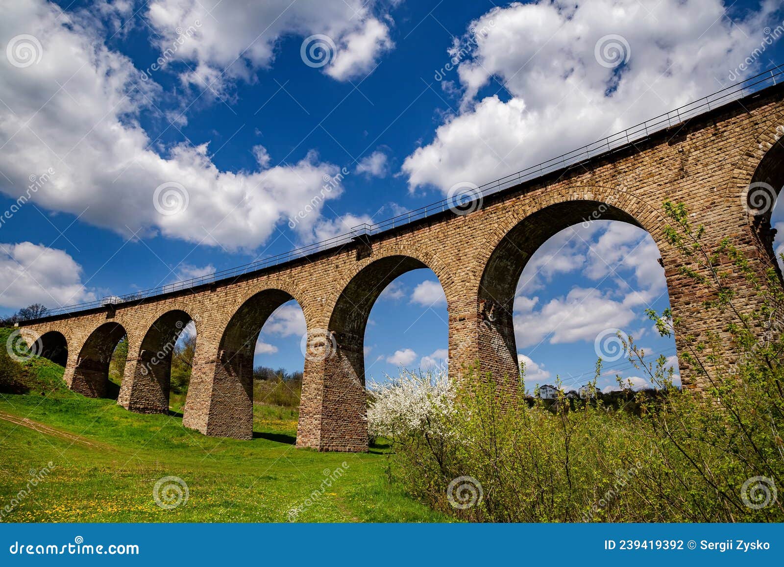 Old Railway Stone Viaduct in the Spring in Sunny Day Stock Photo ...