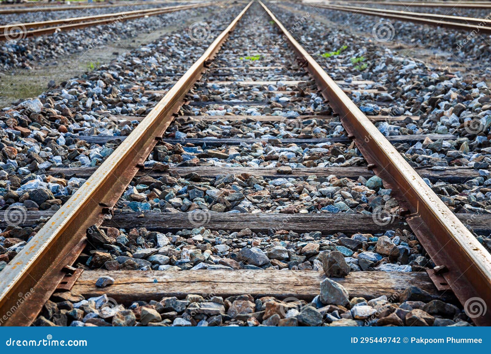 Old Railway Tracks with Traditional Wood and Stone Stock Photo - Image ...