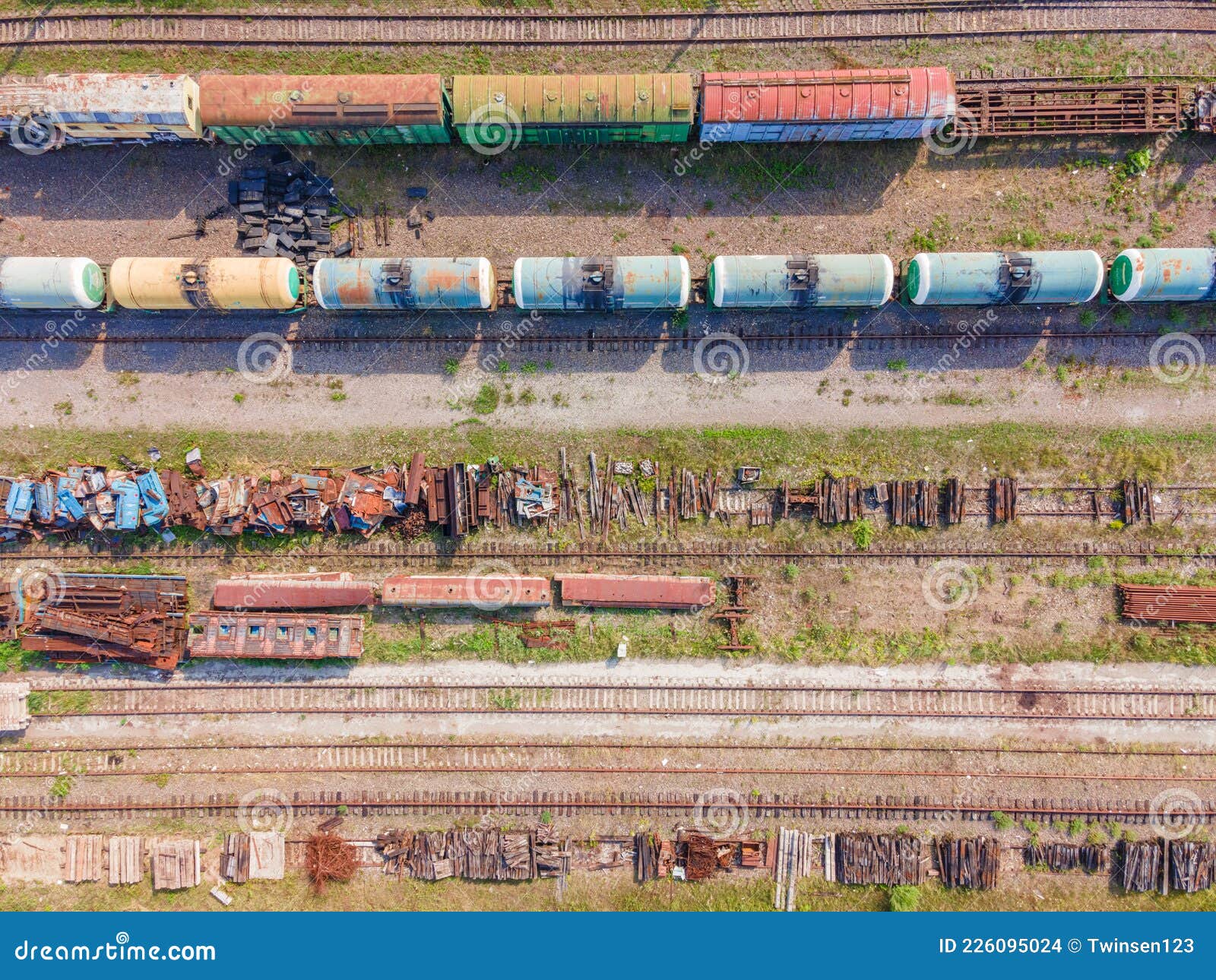 Old Railway Tracks, Trains at the Old Station, Top View Stock Photo ...