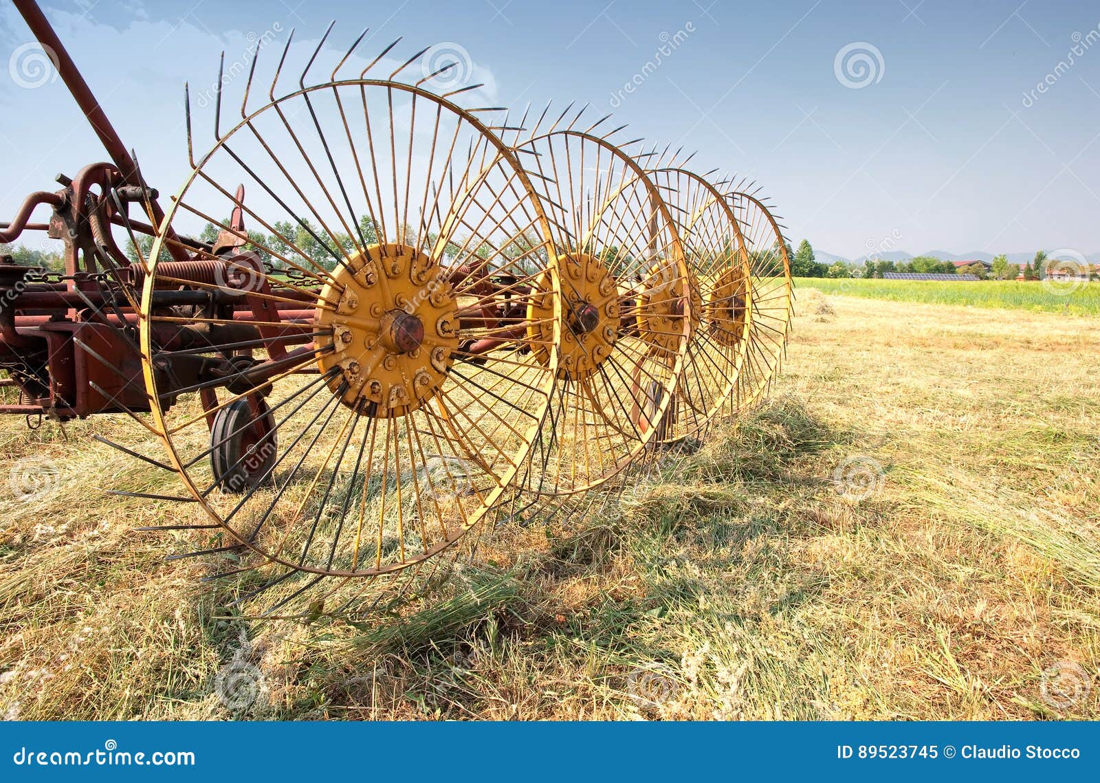 Old rake tractor stock image. Image of rusty, steel, farming - 89523745