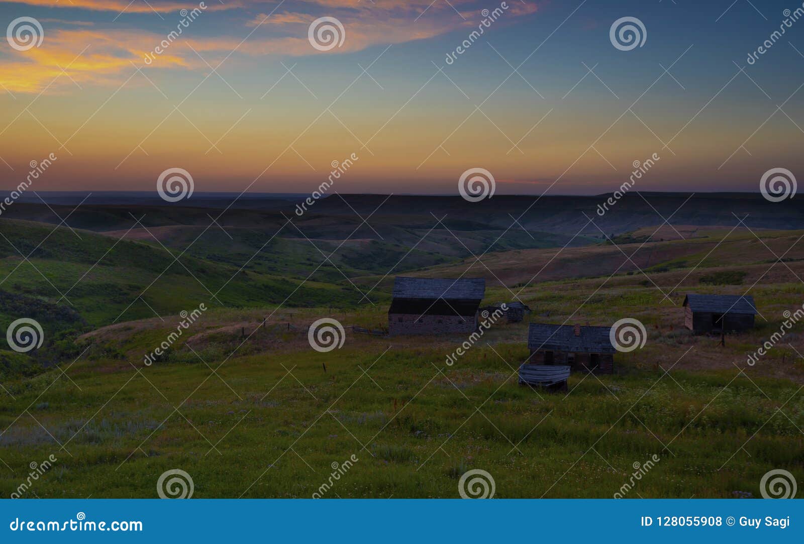 Old Ranch Sunset in Montana Stock Photo - Image of grass, blue: 128055908