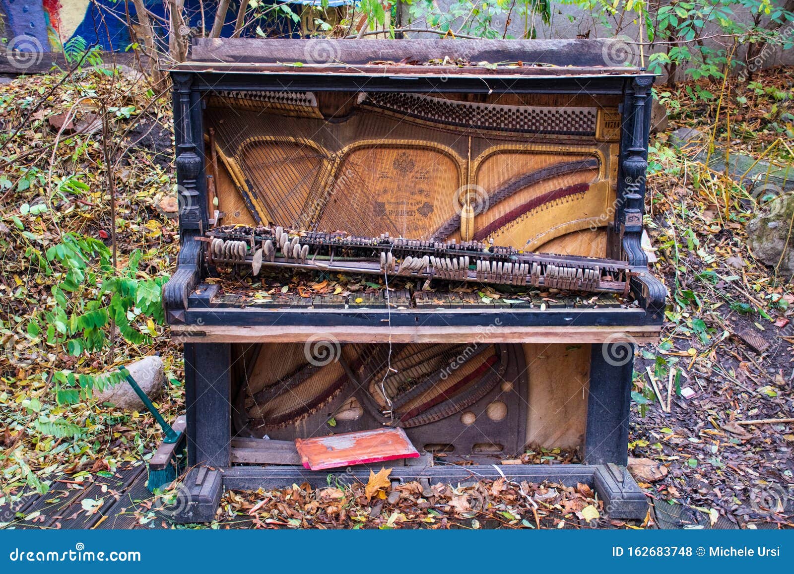 An Old Abandoned Grand Piano In An Old Abandoned Building. An Ancient ...