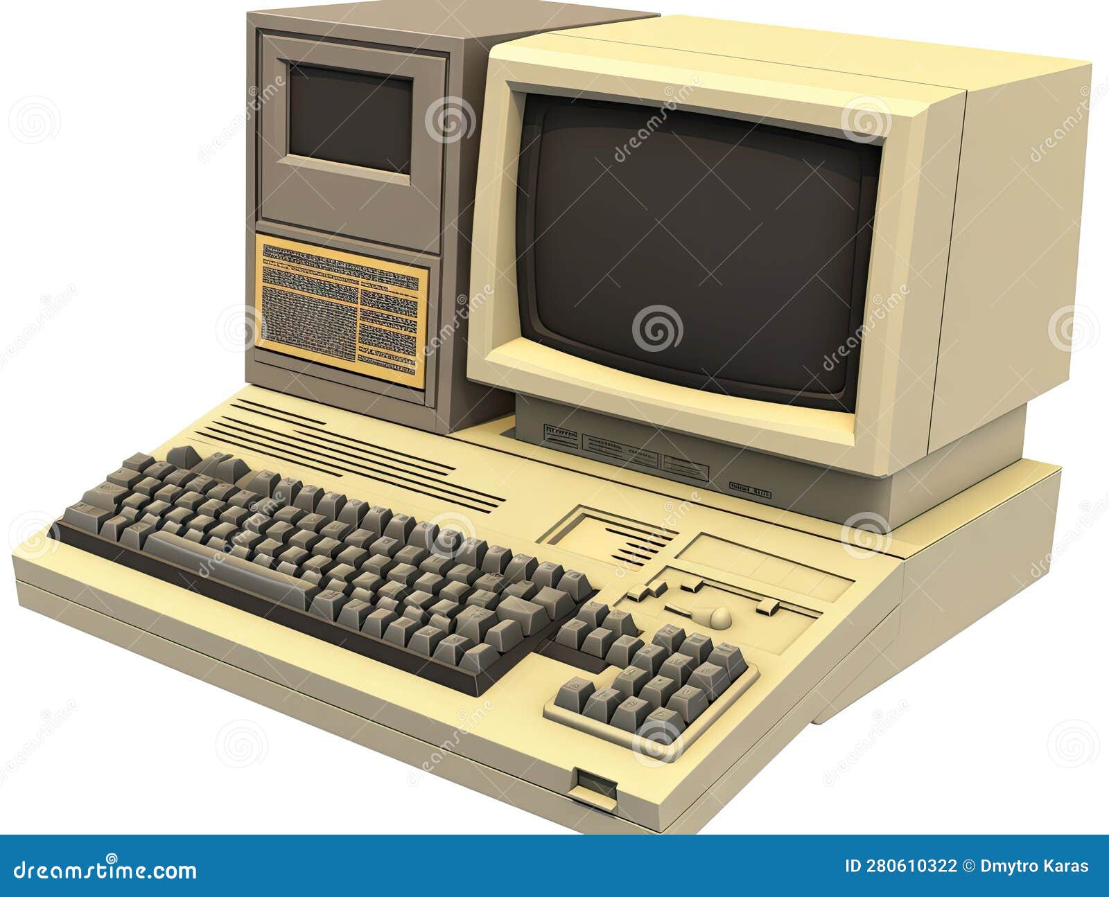 Old Rare Computer Isolared. Stock Illustration - Illustration of desk ...
