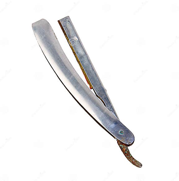 Old Silver Razor Isolated on White Stock Photo - Image of fashioned ...