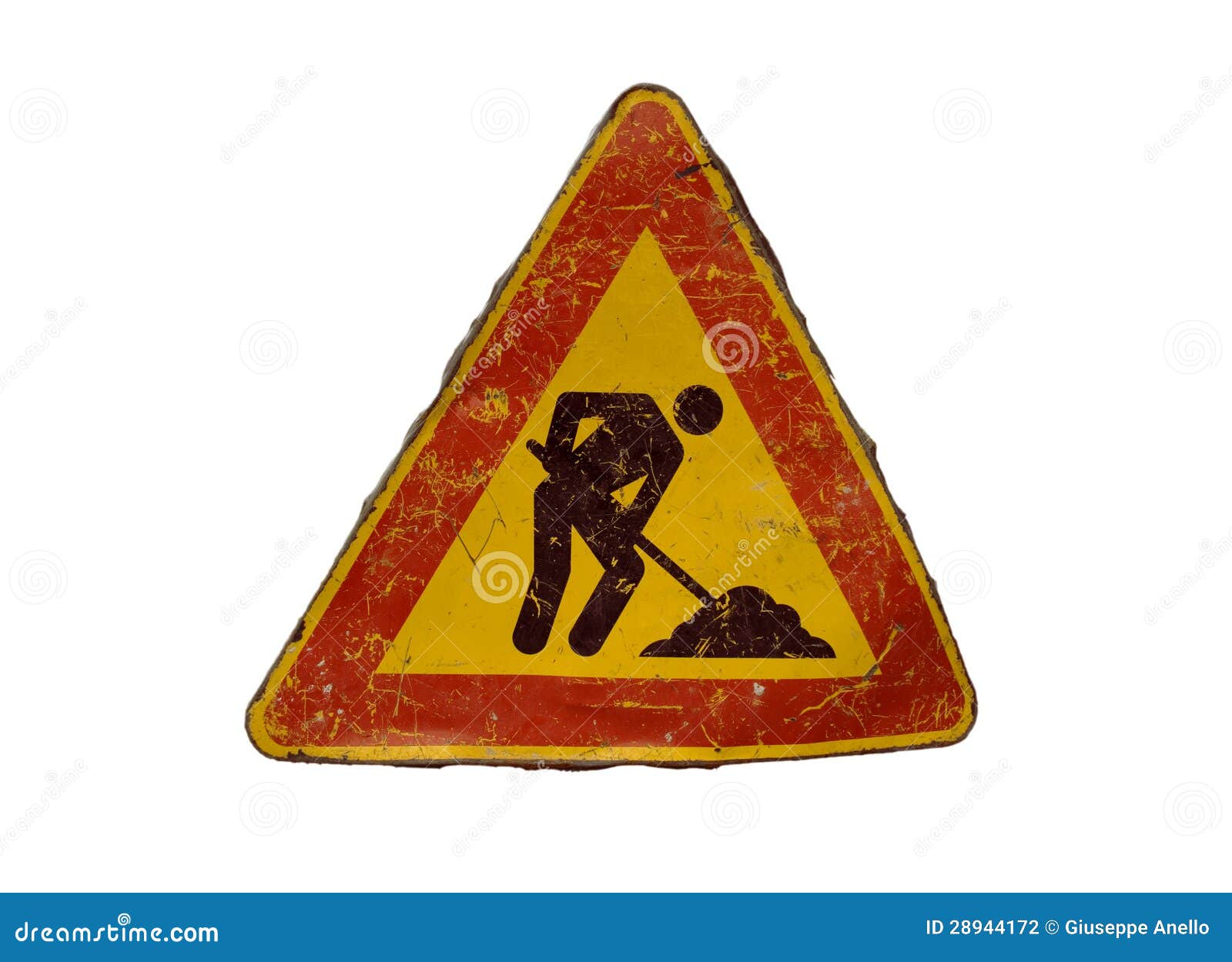 Old Real Rusted Work in Progress Road Sign Stock Photo - Image of road ...