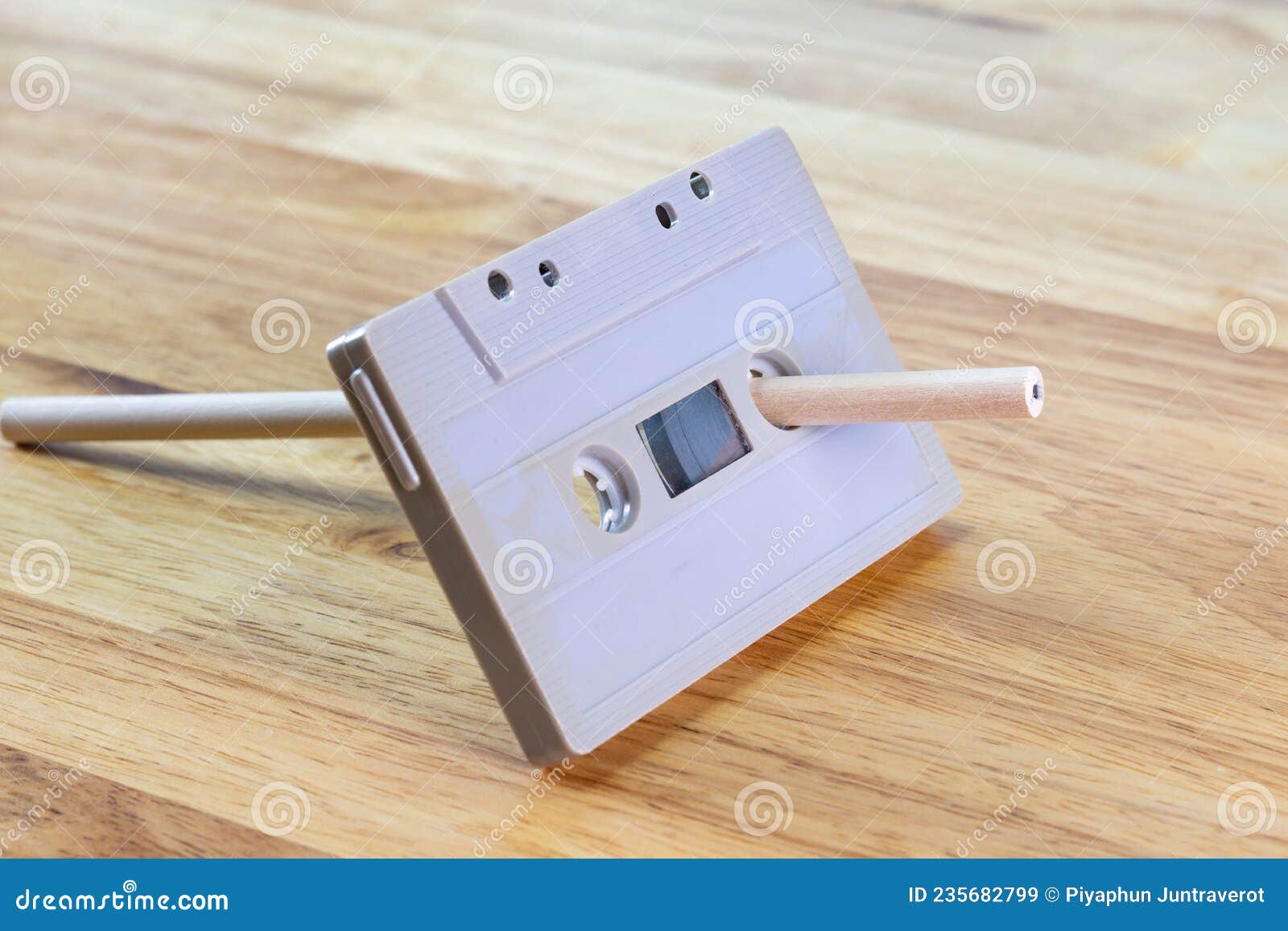 Old Vintage Realistic Cassette Tape on Wood Table Stock Image - Image ...