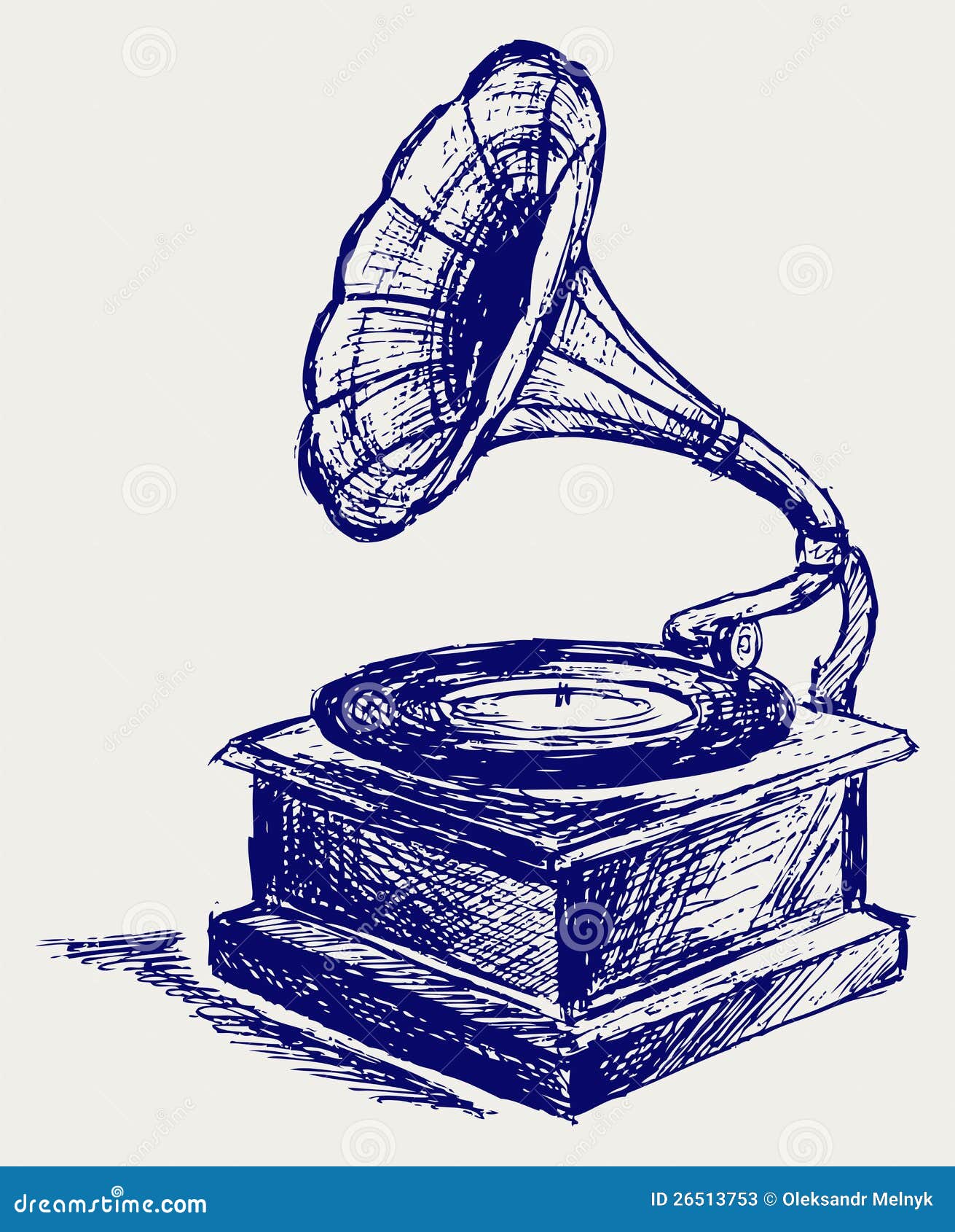 Vintage Record Player Drawing One Single Line Drawing Of Retro Old