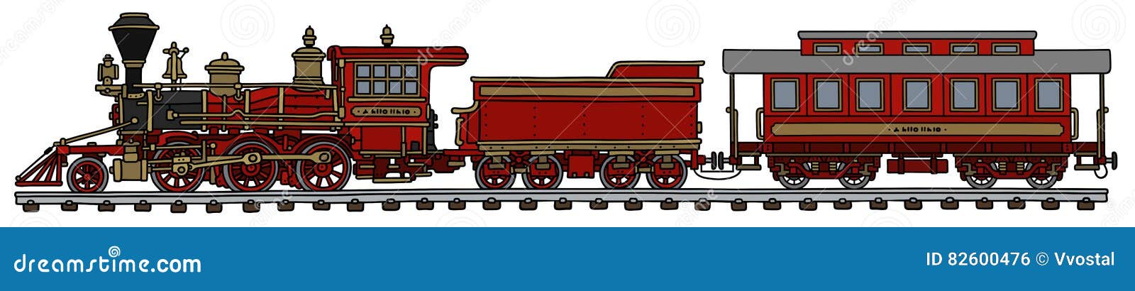 Old Red American Steam Train Stock Vector - Illustration of cartoon ...