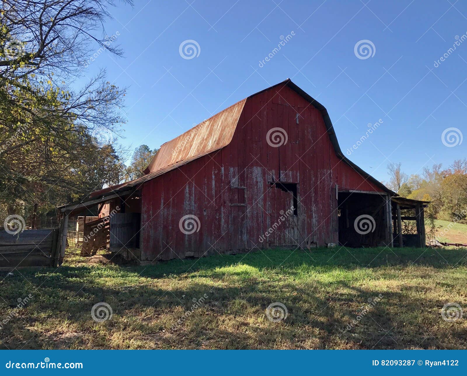 Old Red Barn on the farm stock image. Image of used, sunrise - 82093287