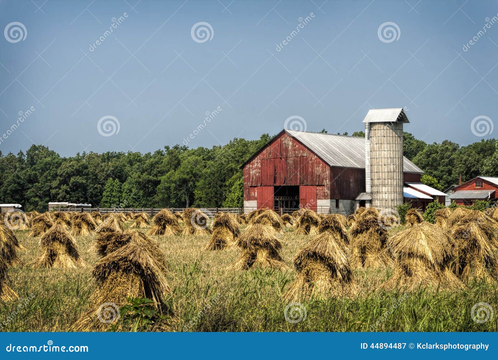Old Red Barn and Hay Stacks Stock Image - Image of hand, barn: 44894487