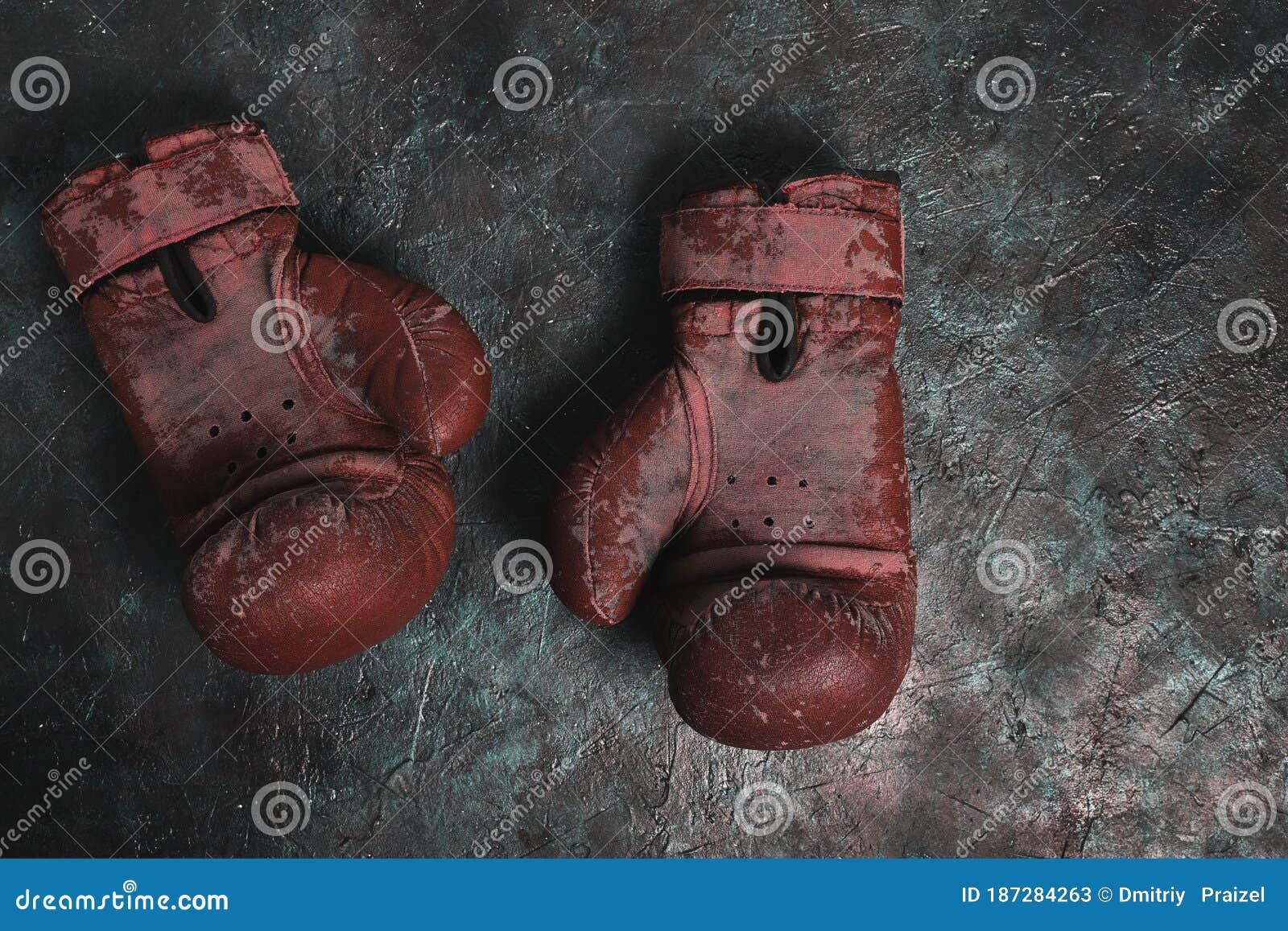 Old Red Boxing Gloves on a Concrete Background Stock Image - Image of ...