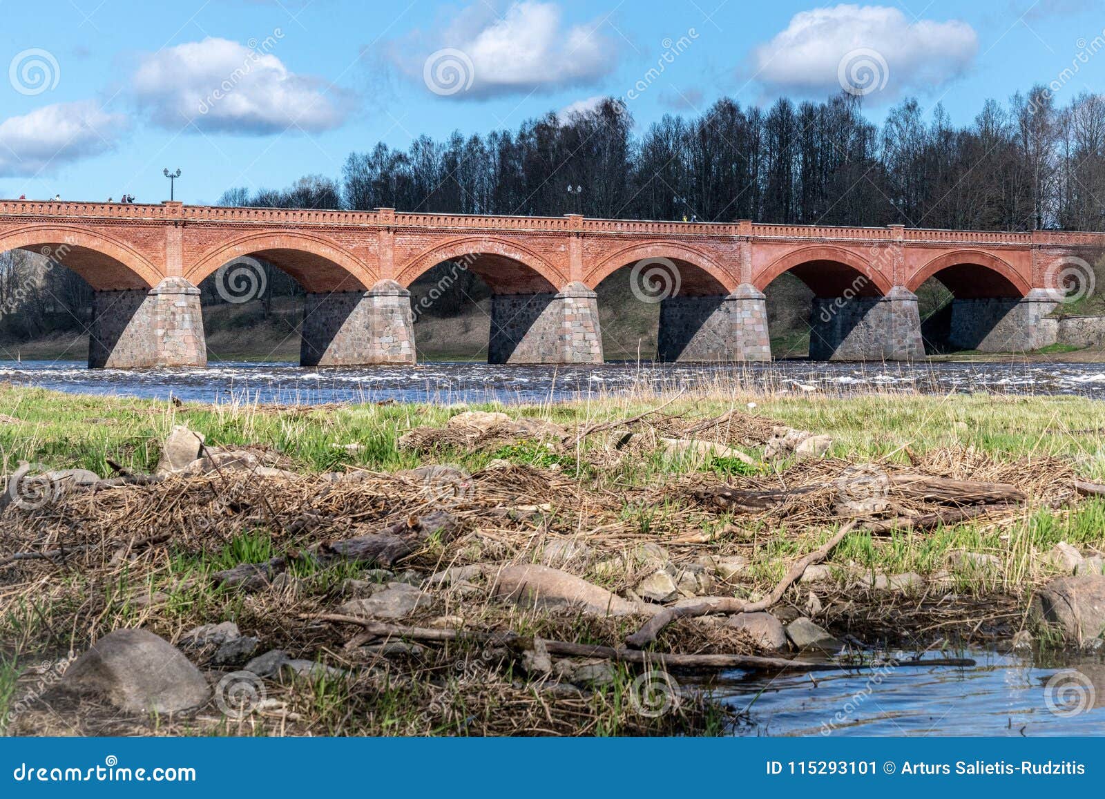 Old red brick bridge stock image. Image of bridge, kuldiga - 115293101
