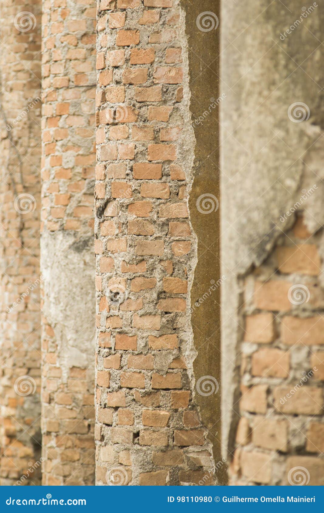 Old red brick columns stock photo. Image of grungy, vertical - 98110980