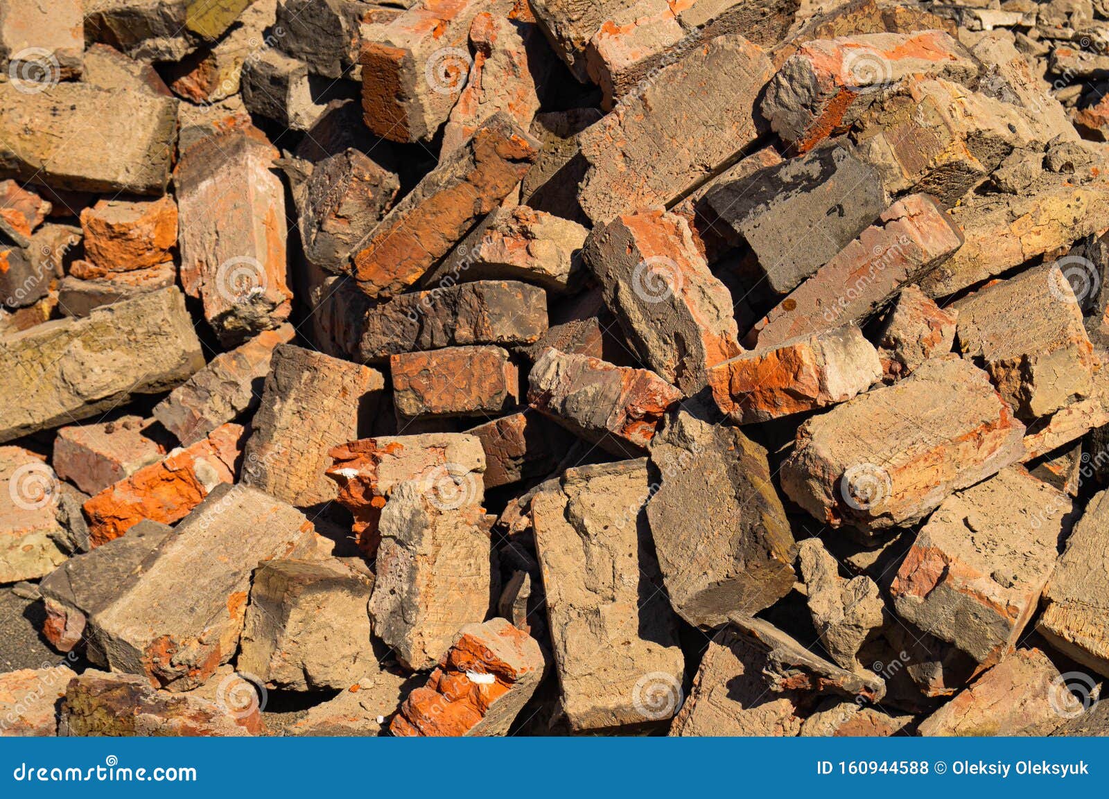 Old Red Brick. Construction Garbage. Background and Texture Destruction ...
