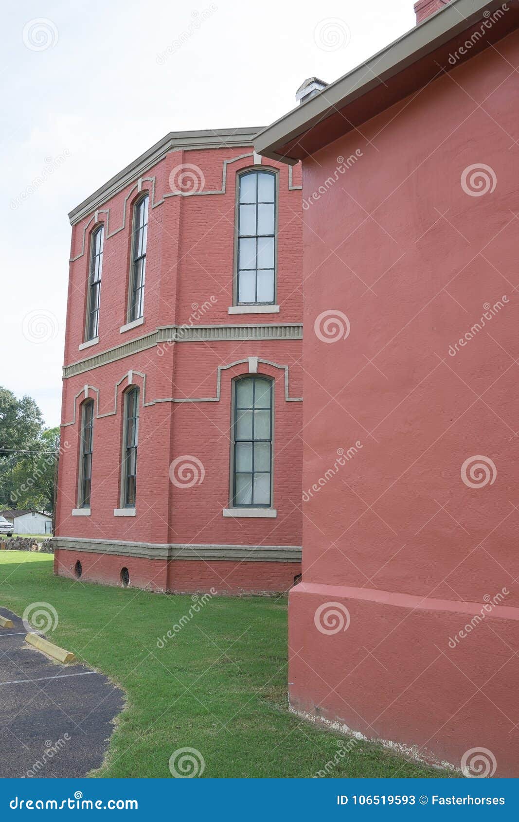 Old Red Brick Courthouse Building. Stock Image - Image of slab ...