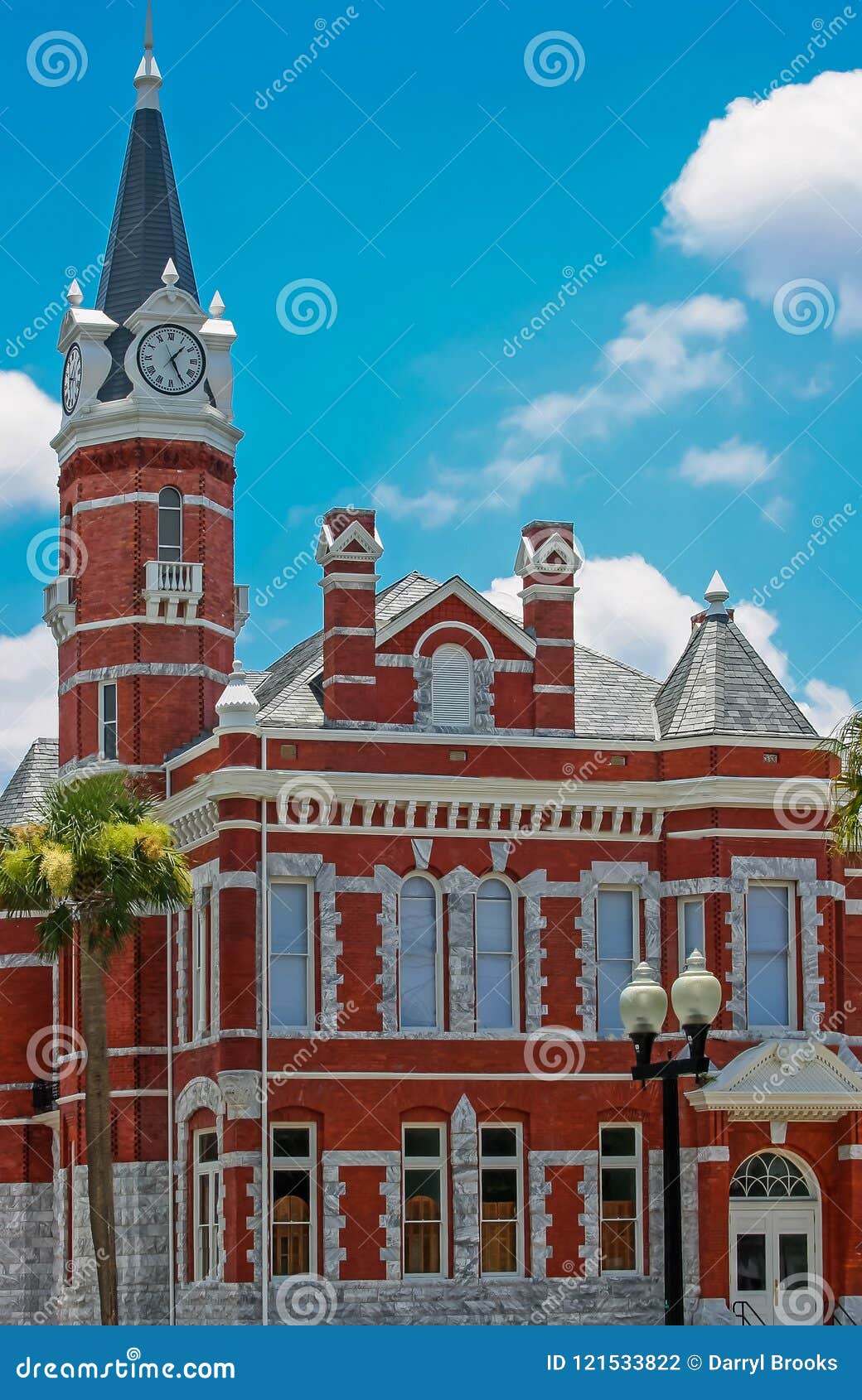Old Red Brick Courthouse stock photo. Image of tower - 121533822