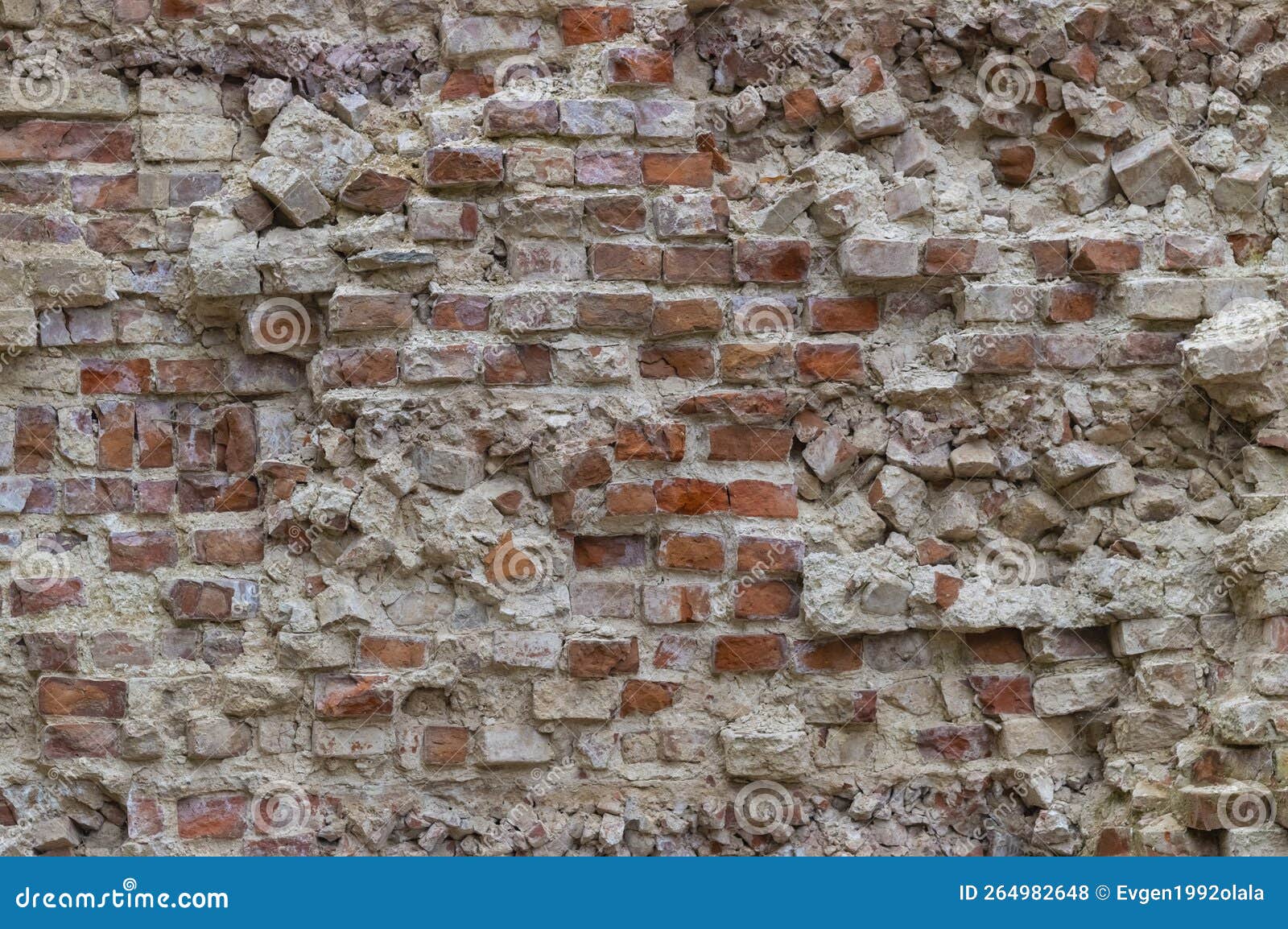 The Old Red Brick is Destroyed. Texture of a Brick Wall Stock Photo ...