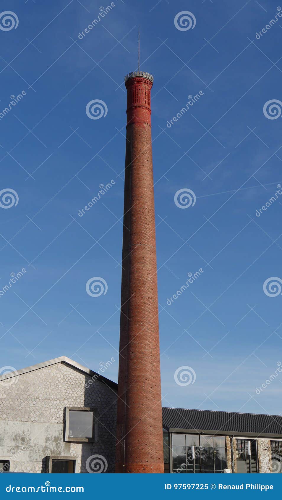 Old Red Brick Factory Chimney Stock Image - Image of antique, ecology ...