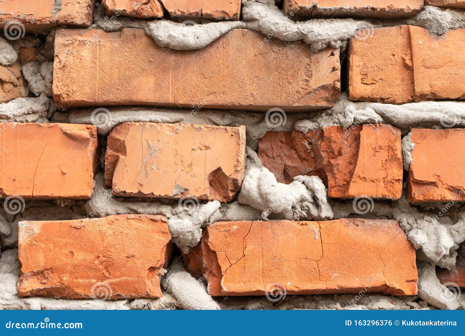 Old Red Brick Falling Apart Wall Texture Background Stock Photo - Image ...