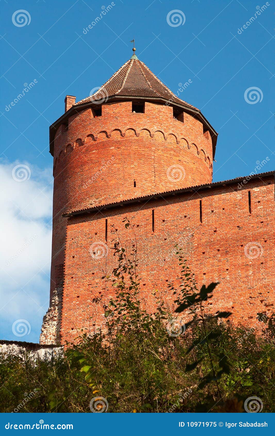 Old Red Brick Fortress Tower Stock Image - Image of stone, history ...