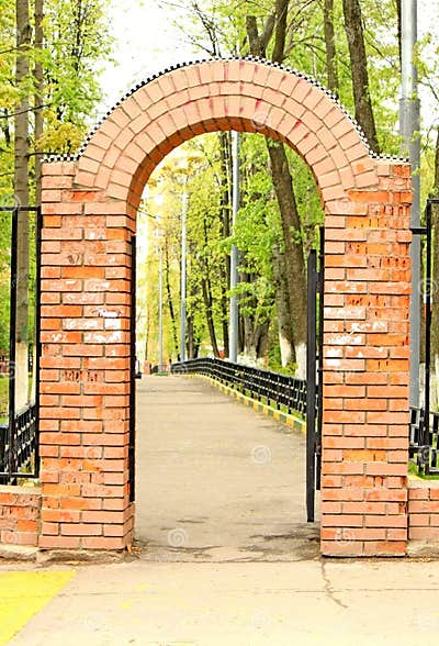 The old red brick gate stock image. Image of building - 25203497