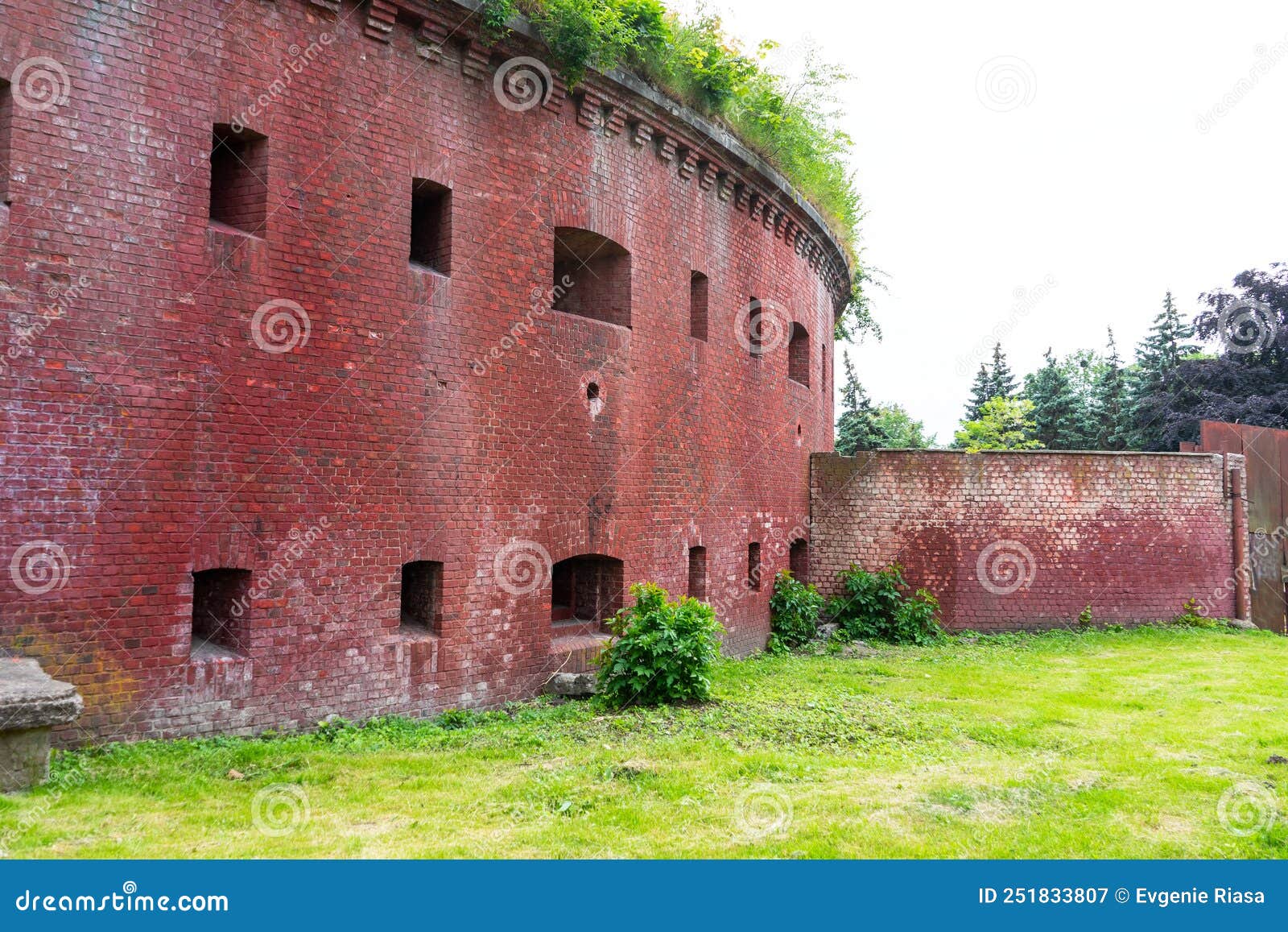 An Old Red Brick Military Fort. Old Tower of Red Brick. Old Military ...
