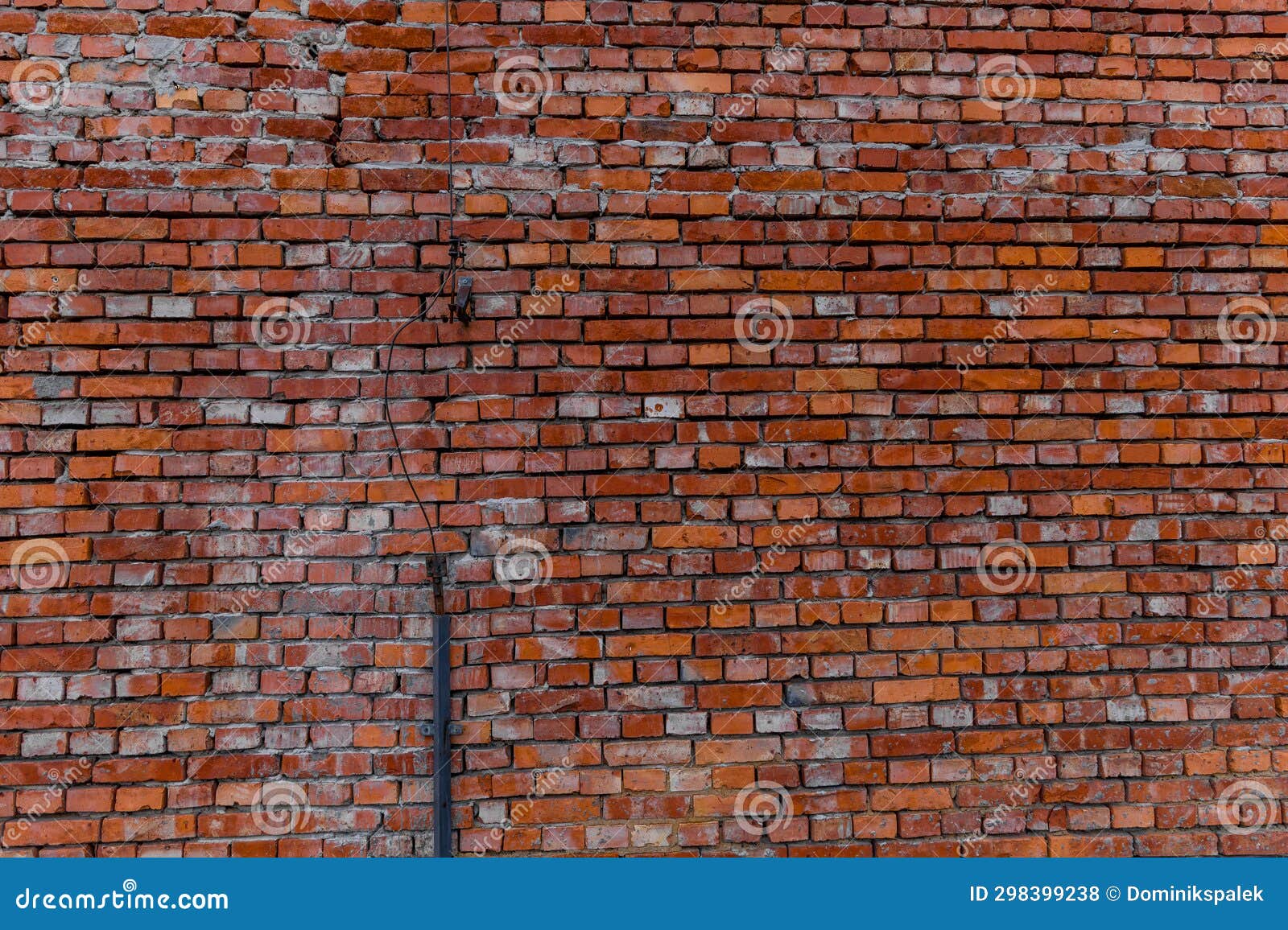 Old Red Brick Wall Damaged Lightning Rod Collapsing Brick Wall Stock ...
