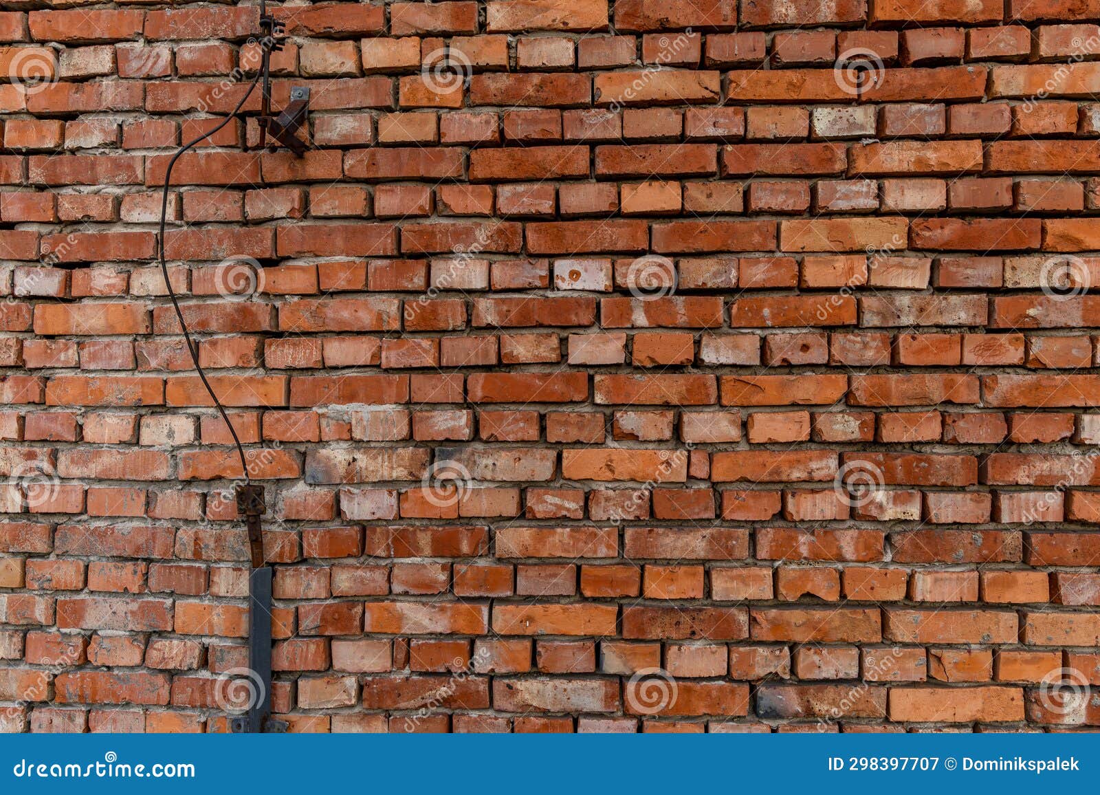 Old Red Brick Wall Damaged Lightning Rod Collapsing Brick Wall Stock ...