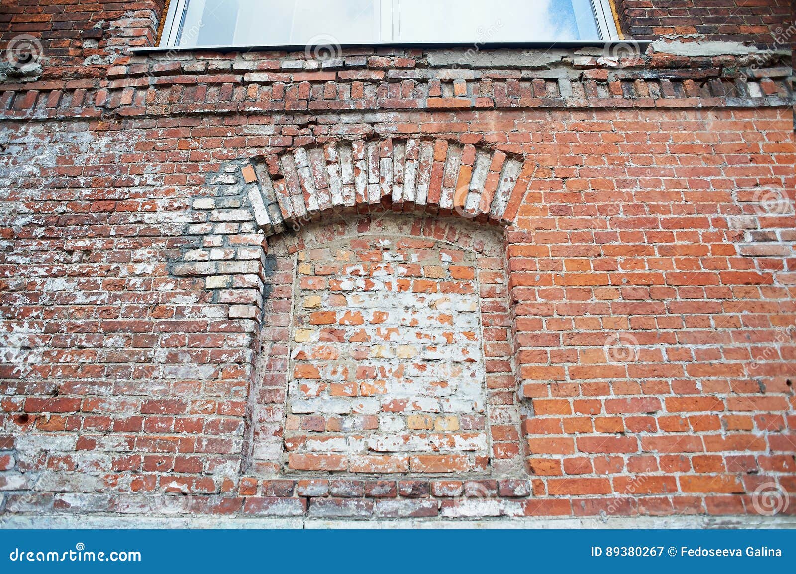Old Red Brick Wall Inside of a Vault or Arch. without Windows and Doors ...