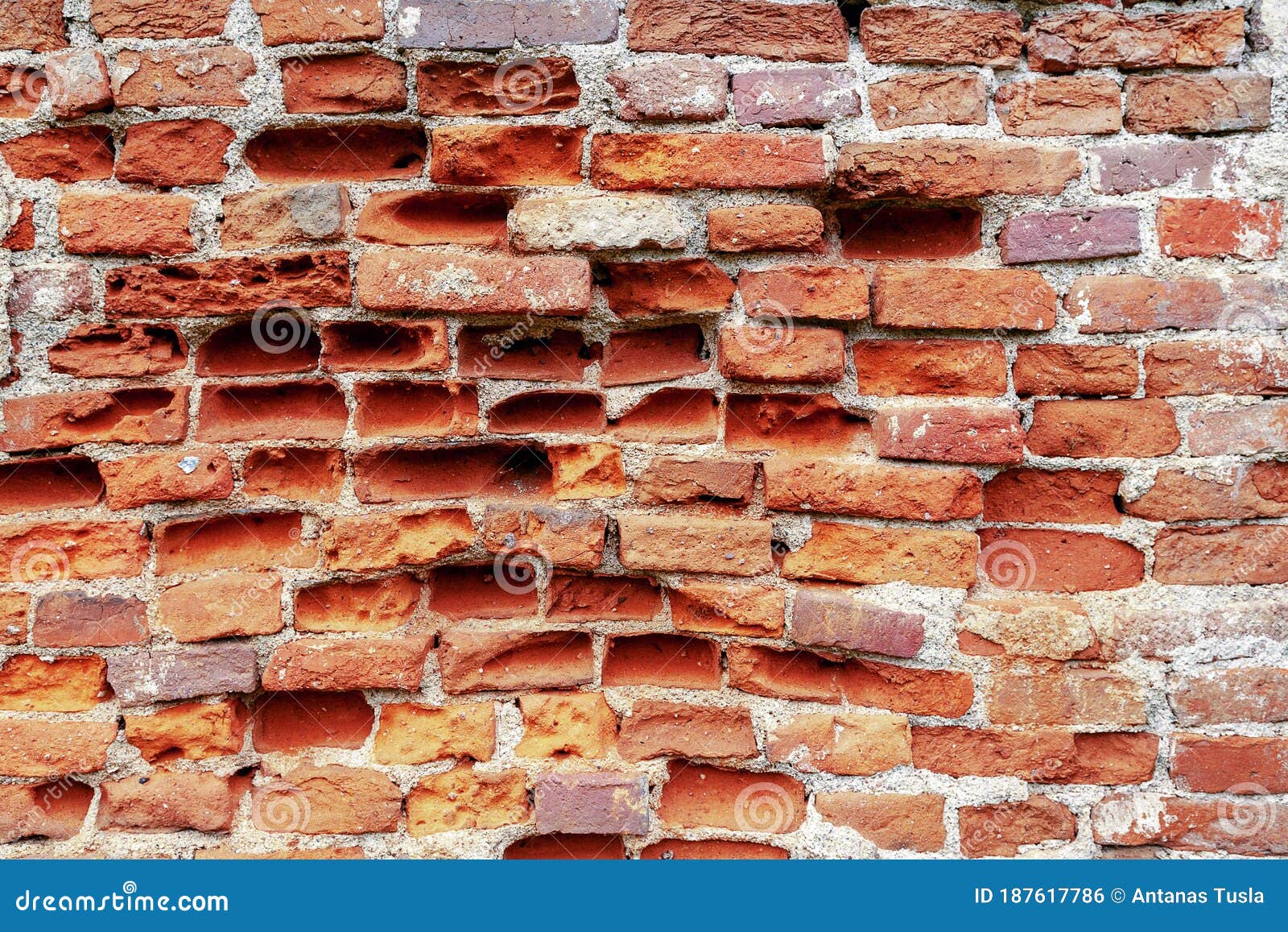 Old red brick wall stock photo. Image of view, construction - 187617786