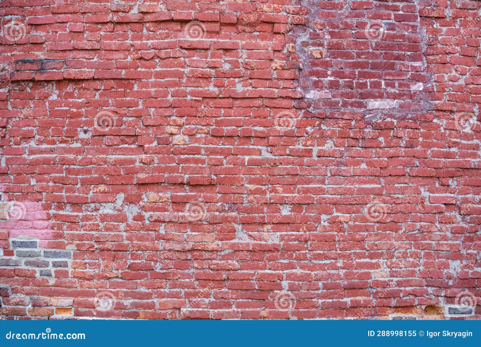 Old Red Brick Wall with Patches in the Background Stock Image - Image ...