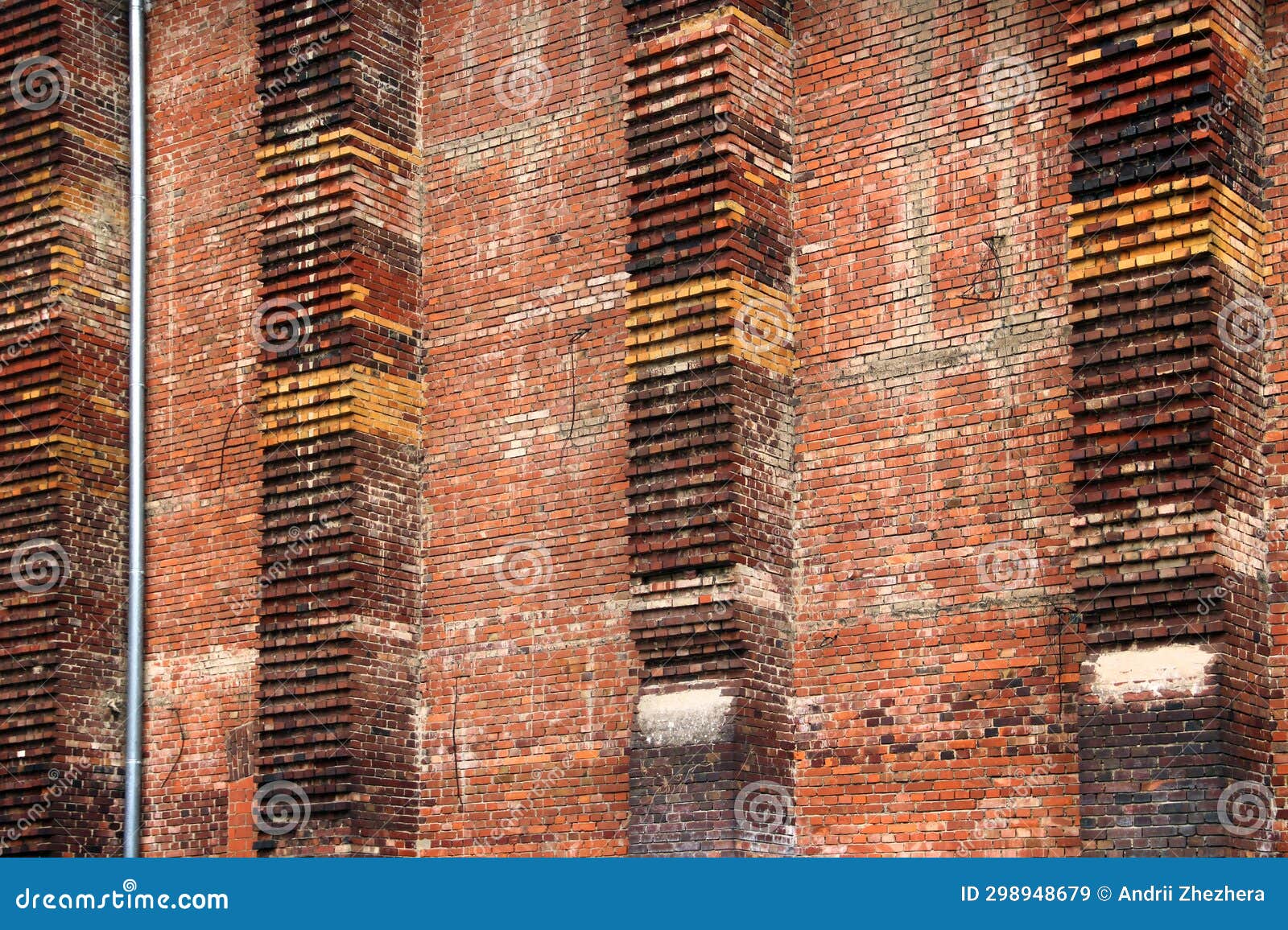 Old Red Brick Wall with Protruding Blocks As Background Stock Image ...