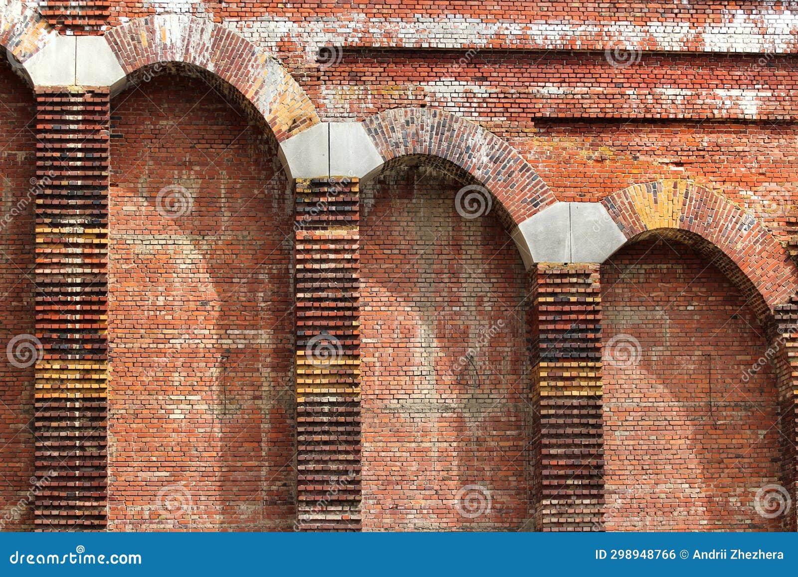 Old Red Brick Wall with Protruding Columns As Background Stock Photo ...