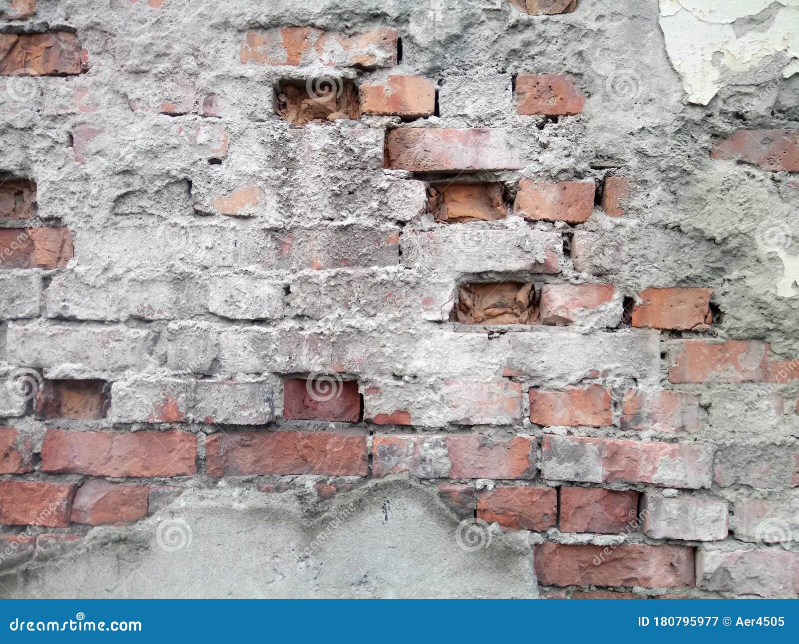 Old Red Brick Wall with Remnants of Mortar Stock Image - Image of sand ...
