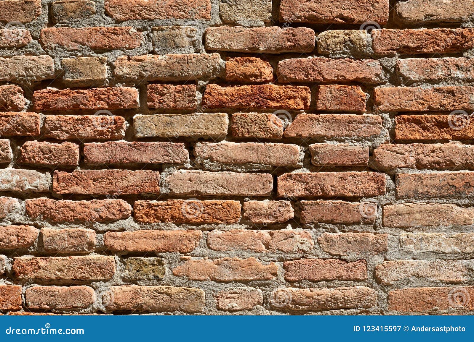 Old Red Brick Wall Texture Background, Sunlight Stock Image - Image of ...