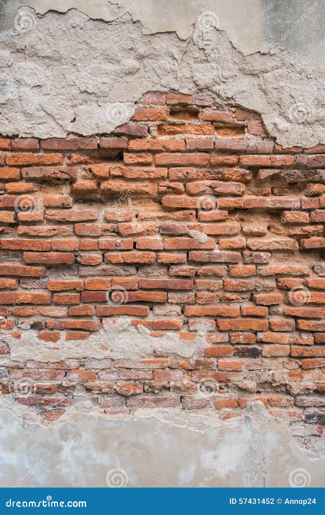Old Red Brick Wall in the Wall of Old Building. Stock Photo - Image of ...