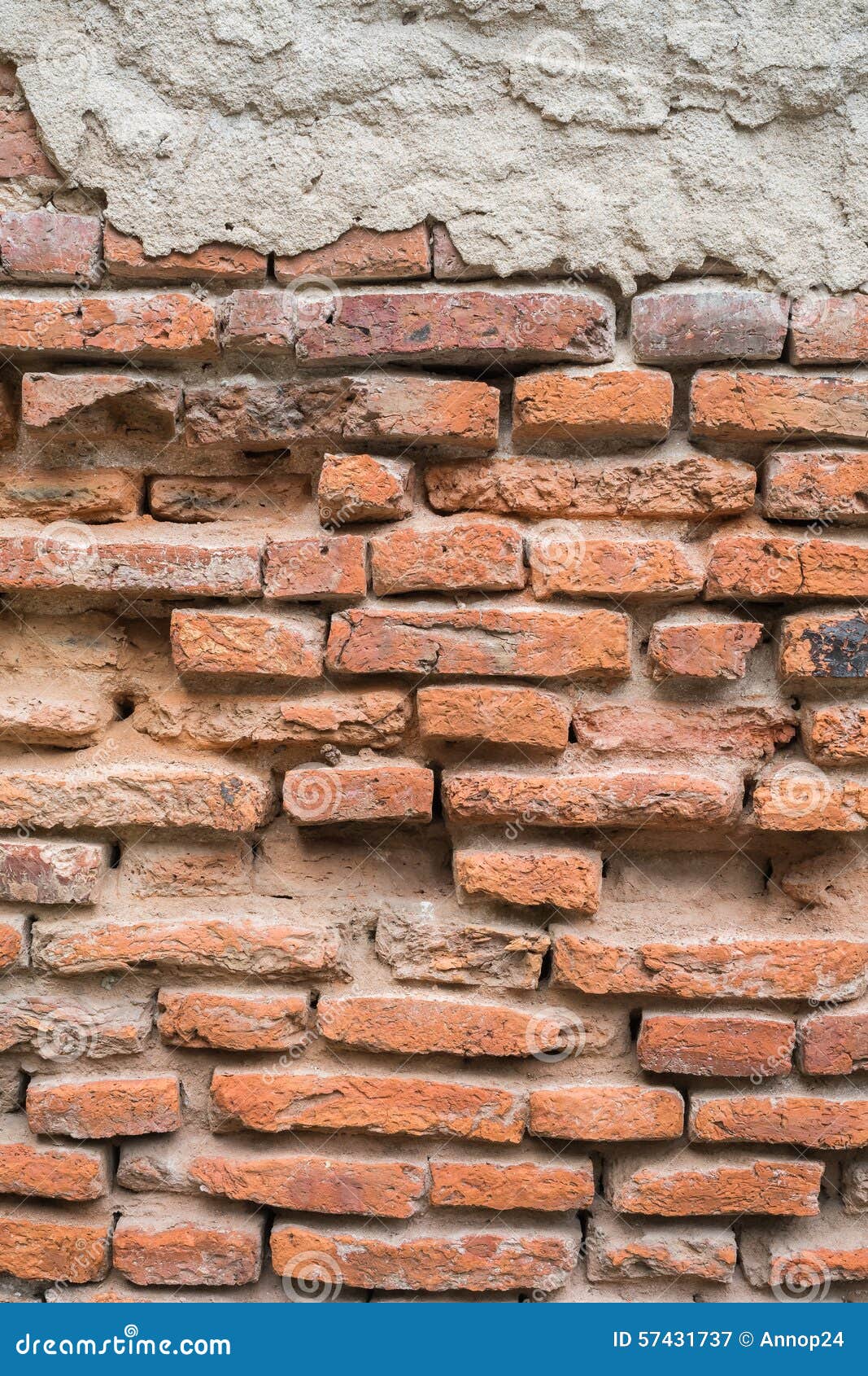 Old Red Brick Wall in the Wall of Old Building. Stock Image - Image of ...