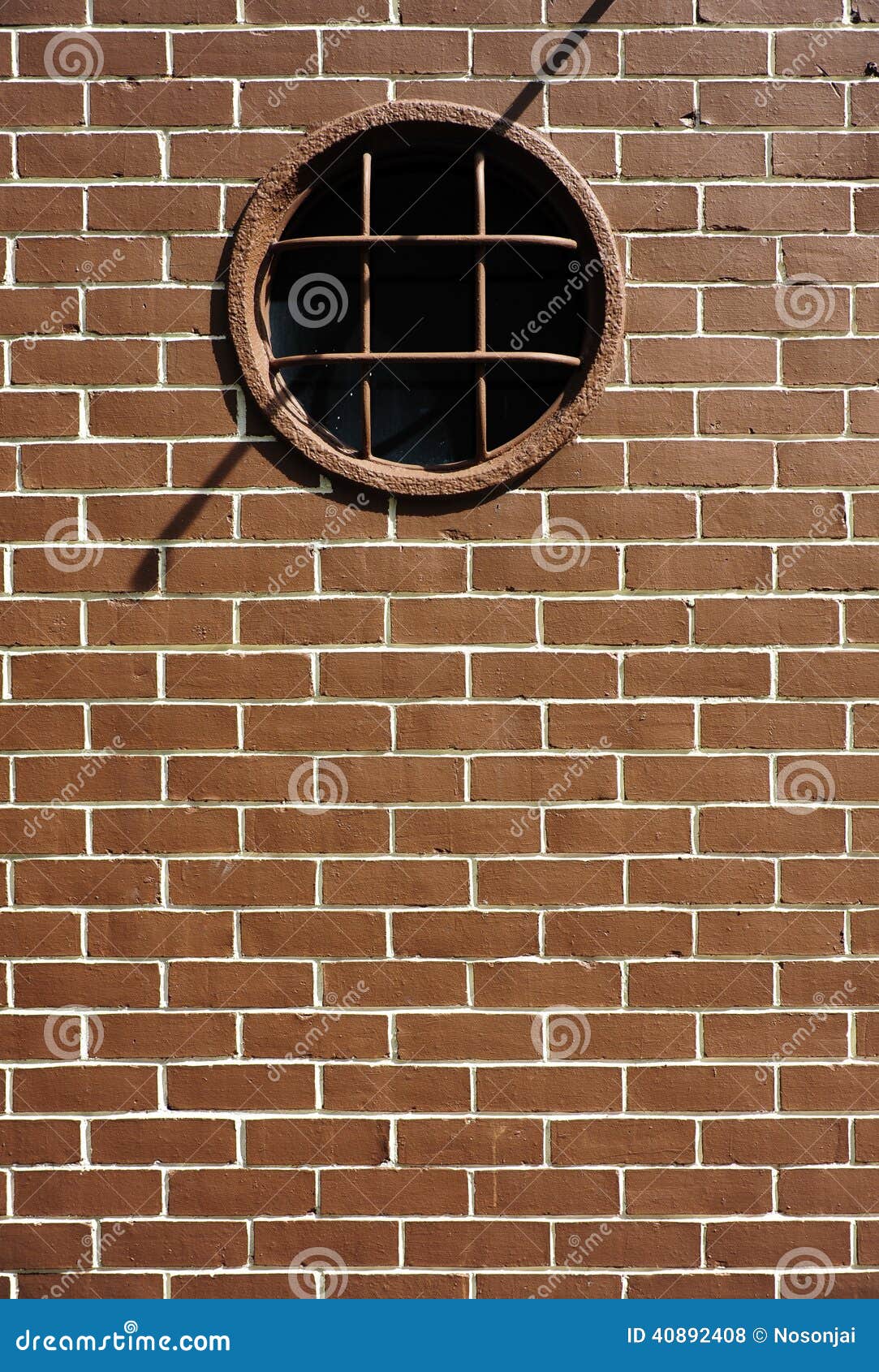 Old Red Bricks and Circle Window Stock Photo - Image of orange ...