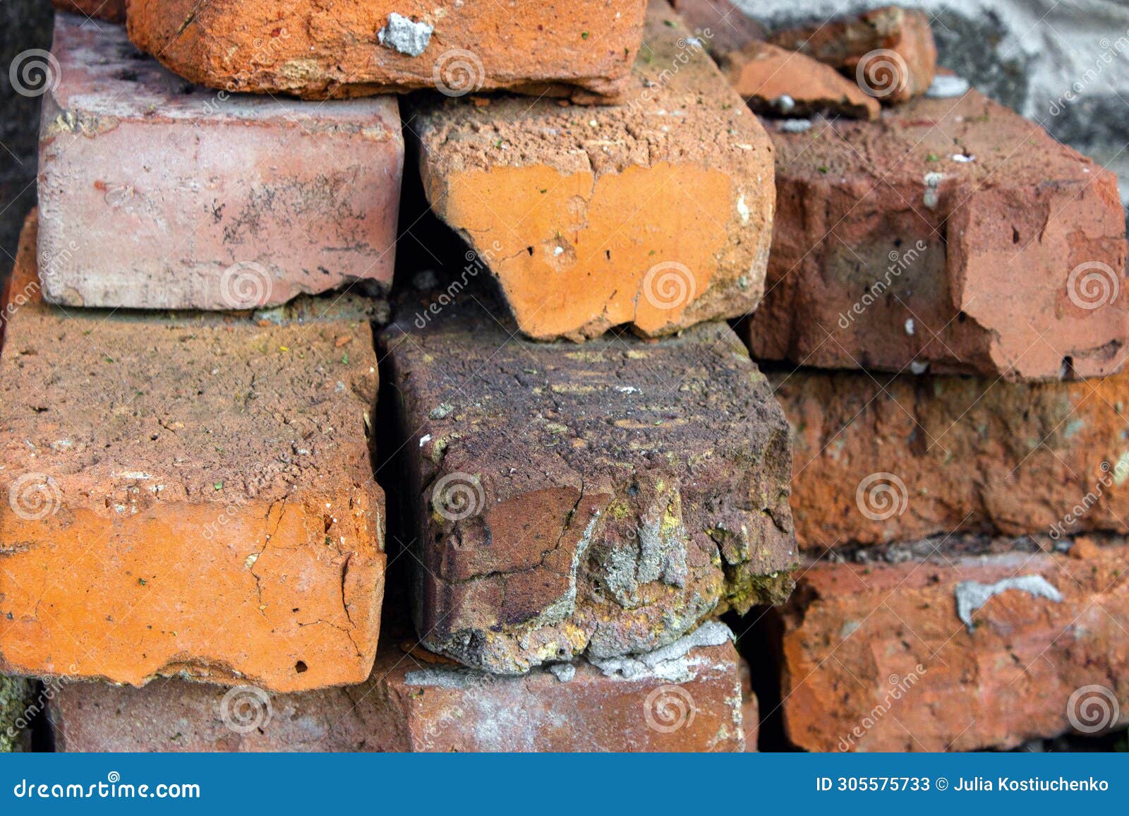 Old Red Bricks Lying on Top of Each Other. Concept of Building ...