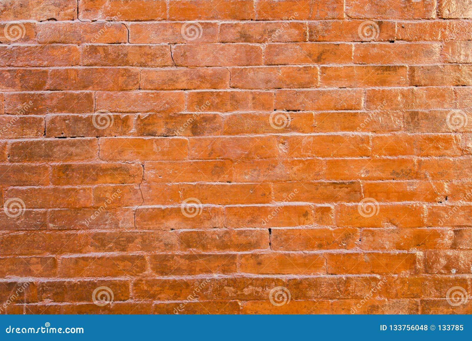 A Old Red Brickwork with Cracks. Rough Surface Texture. Brick Wall ...