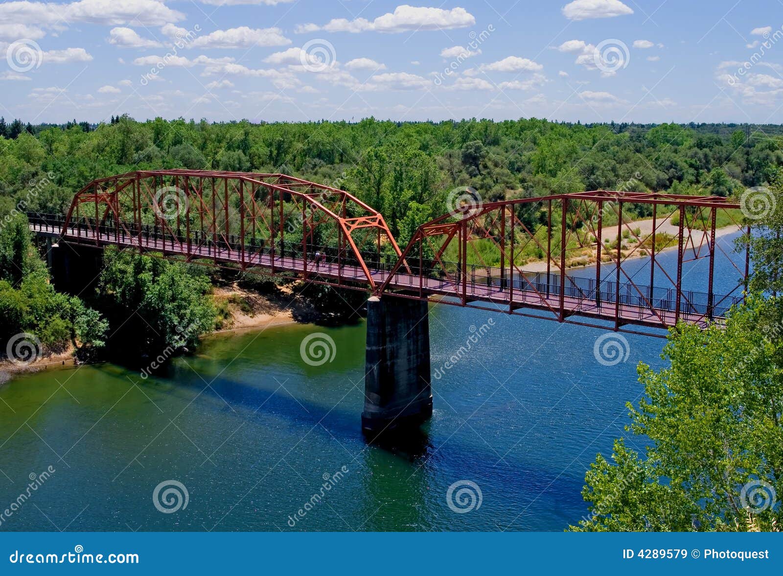 Old Red Bridge Over the American River Stock Image - Image of ...