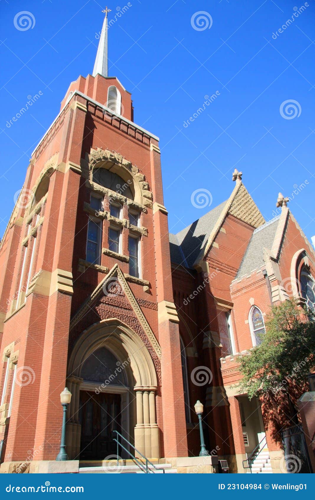 Old red church in Dallas stock photo. Image of downtown - 23104984