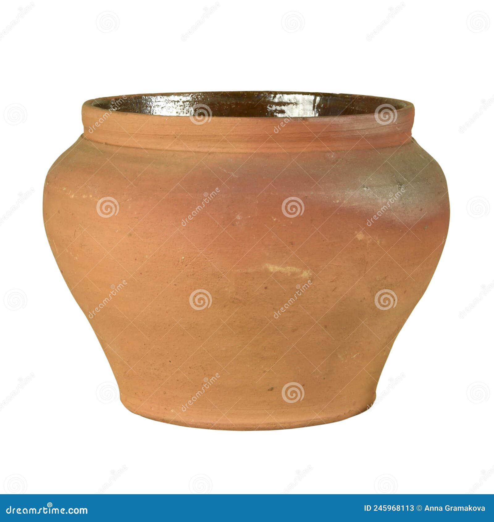 Old Red Clay Pot Isolated on White Stock Image - Image of empty, rural ...