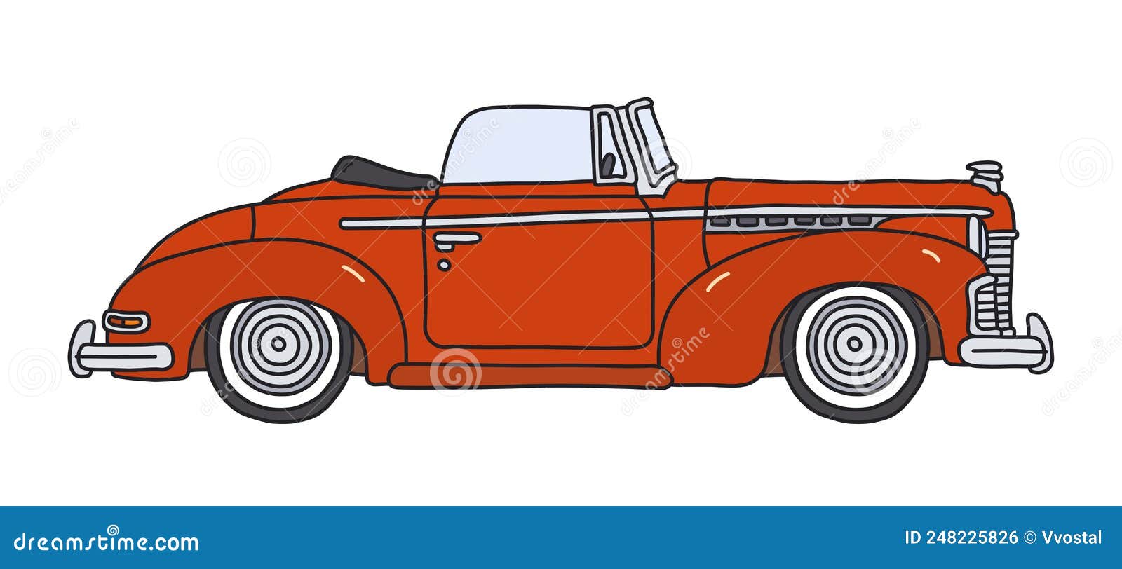 The old red convertible stock vector. Illustration of road - 248225826